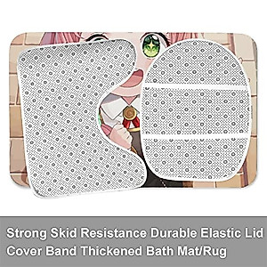 S.py X Family Anime 4pcs Shower Curtain Sets with Non Slip Rugs, Toilet Lid Cover and Bath Mat, Shower Curtain with 12 Hooks for Bathroom
