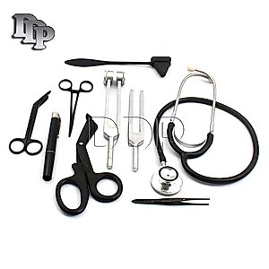 DDP - Solid Black First Aid Kit Diagnostic EMT Nursing Medicems Student Paramedic