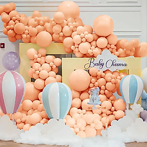 200 Pieces Pastel Orange Balloons Peach Balloons Garland Arch Kit Light Orange Balloons Different Sizes for Birthday Baby Shower Decorations