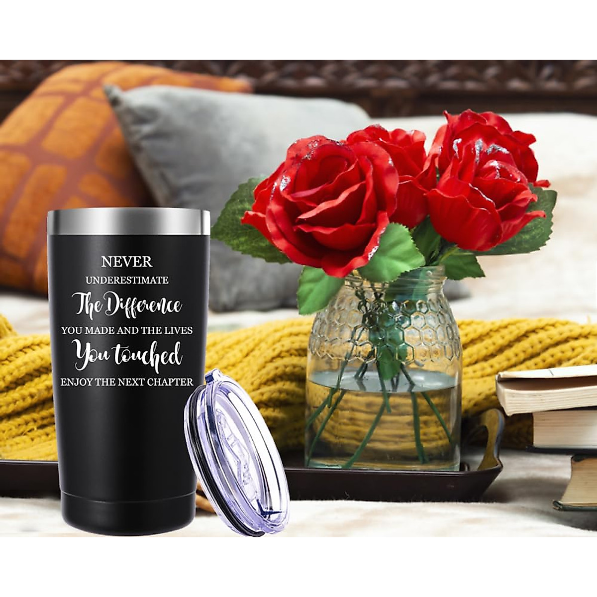 Merfefe Never Underestimate the Diffefence 20oz Tumbler Gifts.New Job Leaving Gifts for Employee Coworker.Going Away Farewell Retirement Thank You Appreciation Gift for Friends Teacher.(Black)