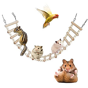 Rats Ladder Bridge Toy, Natural Wooden Bird Ladder Bridge Toy, Hamster Rats Climbing Toys, Cage Accessories for Bird Parrot Hamster Cockatiel Sugar Gliders (18 Ladders)(25.98x3.14 Inches)