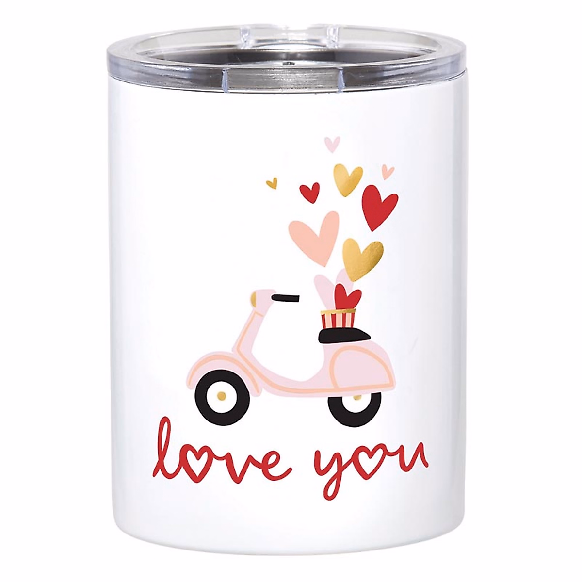 Slant Collections Valentine's Day Travel Tumbler Stainless Steel Insulated Tumbler with Slider Lid, 12-Ounce, Love You - Vespa