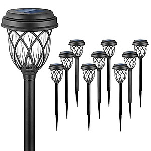 EXCMARK 10 Pack Solar Lights Outdoor Garden Pathway Solar Powered Yard Lights for Walkway Sidewalk Driveway.