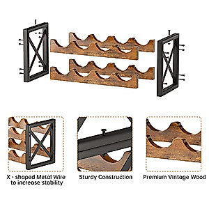 Homeiju 2-in-1 Wine Rack Countertop, Small Wine Rack Organizer Holder, Wooden Wine Rack Inserts for Cabinet, Stackable Wine Rack for Kitchen,Home Bar