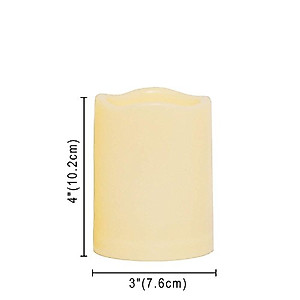 YINCHI 2 Waterproof Outdoor Battery Operated Flameless LED Pillar Candles with Timer Flickering Plastic Resin Electric Decorative Light for Lantern Patio Garden Home Decor Party Wedding Deco 3x4 Inch