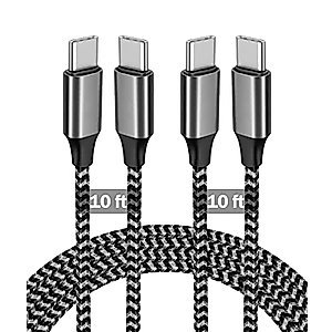 USB C Cable 10Ft for Samsung S20/S21/S22/S23 Ultra,60W 2Pack Type C Charger Fast Charging Compatible with Galaxy S20+/S21+/S22+/A70/A71/A72,Note 20 ipad 2020/pro