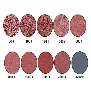 Adwikoso 100 Pieces 2 Inch Sanding Discs, 80-3000 Grit Sandpaper with 1/4 Inch Inch Shank Backing Plate and Soft Foam Buffering Pad, for Drill Grinder Tool, Hook and Loop Sand Paper Assortment Pack
