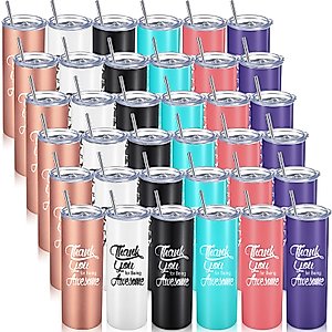 Sieral 36 Sets Thank You Gifts for Women Men, Thank You for Being Awesome 20oz Employee Appreciation Gifts Inspirational Tumblers Bulk for Coworker Christmas Graduation Wife (Assorted Colors)
