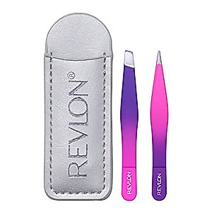 Mini Hair Removal Tweezer Set by Revlon, Travel Set, High Precision Tweezers for Men, Women & Kids, Stainless Steel (Pack of 1)
