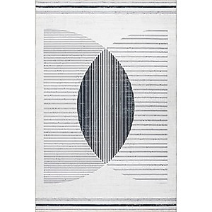 nuLOOM Camila Machine Washable Lunar Eclipse Ultra Thin Area Rug, 4' x 6', Grey