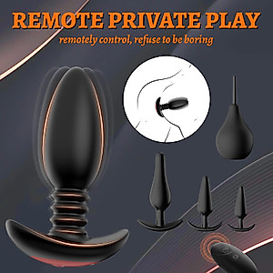 Linsecn 5PCS Vibrating Butt Plug Set Anal Plug Training Kit, Prostate Massager Anal Vibrator with 10 Vibration Modes, Remote Control Anal Dildo Toy Male Adult Sex Toys for Men Women or Couple Pleasure