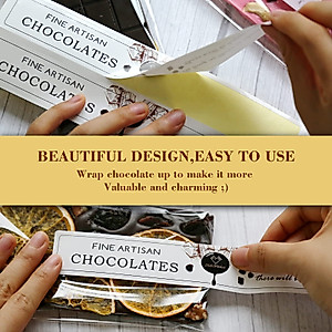 Chocolate Candy Bar Packaging Wrappers 190PCS SET With 100pcs 4"*7.8" Cellophane Clear Plastic Self Adhesive Bags and 90pcs Chocolate Stickers for DIY Chocolate Lover Small Batched Custom Sweets