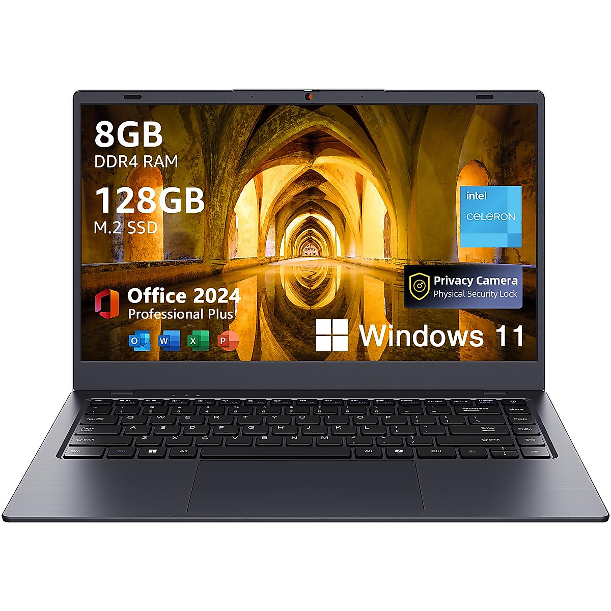 Coolby Laptop Computer, 14.1 inch Windows 11 Laptop with HD Display, 8GB RAM/128GB SSD, Intel N5095 Quad Core Notebook PC, Support 2.4G/5G Hz WiFi, BT,