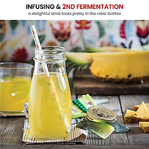 Bormioli Rocco Quattro Stagioni, Set Of 12, Glass Canning Mason Jars And Drinking Bottles, 13.5 Oz. With Gold Metal Airtight Lids, Made In Italy.