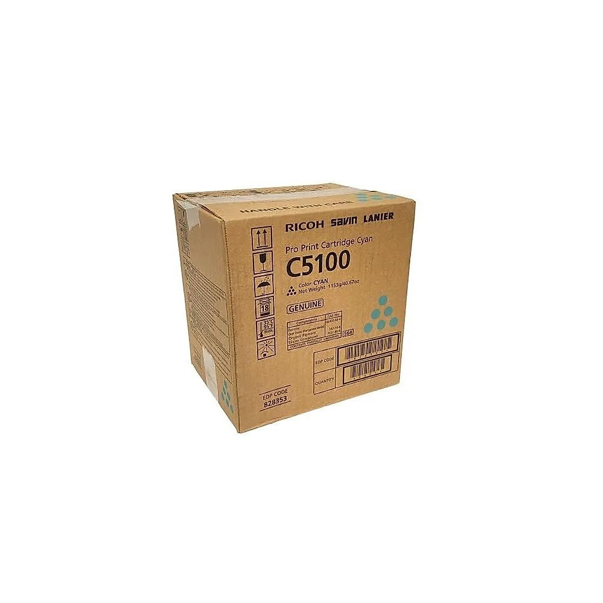 828353 Genuine Ricoh Toner Cartridge, 30000 Page-Yield, Cyan