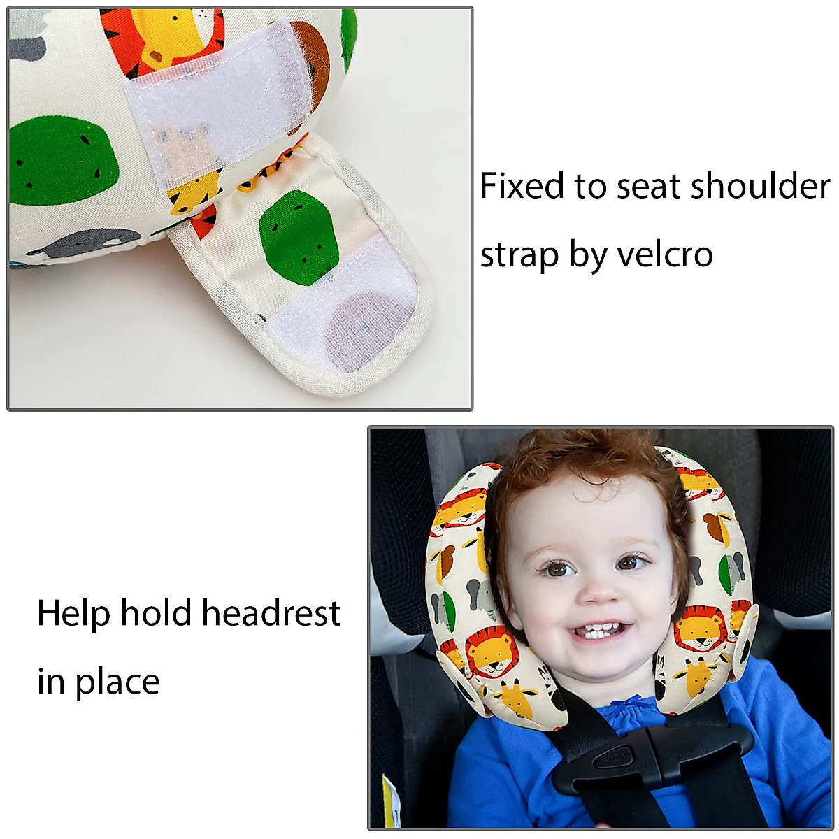 Baby Car Seat Head Neck Support, Toddler Adjustable Stroller Safety Insert, Banana U-Shape Travel Headrest Cushion