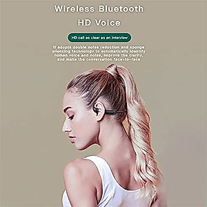 Qiopertar G-100 Bluetooth 5.0 Wireless Headphones Bone- Conduction Earphone Waterproof with Microphone Premium Sound Deep Bass for Work Home Office Bicycling Hiking Outdoor Sport