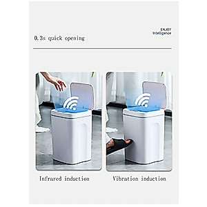 Smart Trash Can 3-Mode Low Noise Automatic Dustbin Touchless Infrared Vibration Motion Sensor Waste Basket Eco-Friendly Electric Garbage Dispenser Best Choice for Kitchen Bathroom Office 3.7Gal/14L