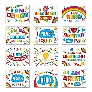 Laminated Classroom and Bulletin Board Decoration Set - 12 Positive Affirmation Poster Set
