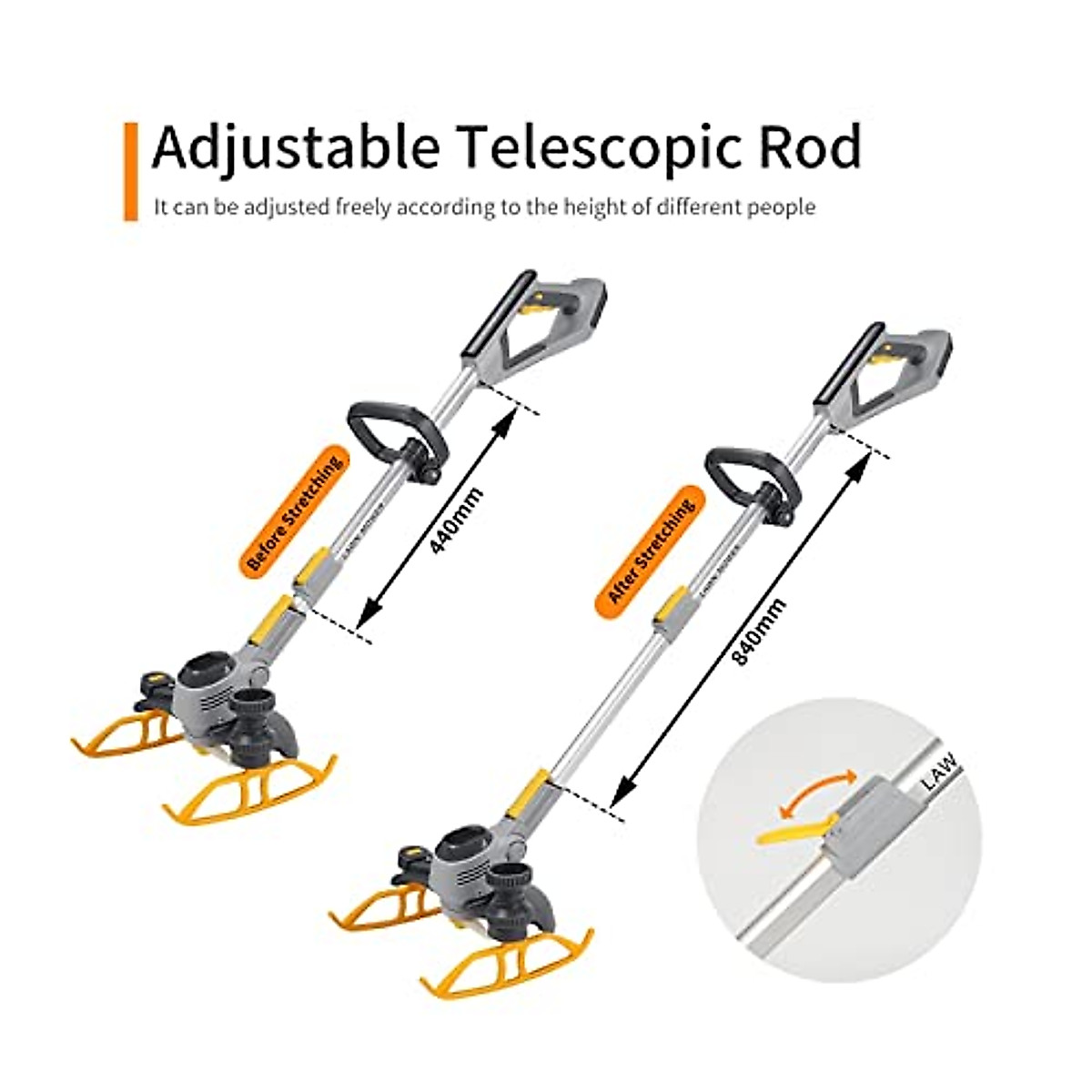 Cordless Lawn Mower 2in1 Lawn Mower Cordless Grass Trimmer LED Display Electric Whipper Strimmer Mowing Machine