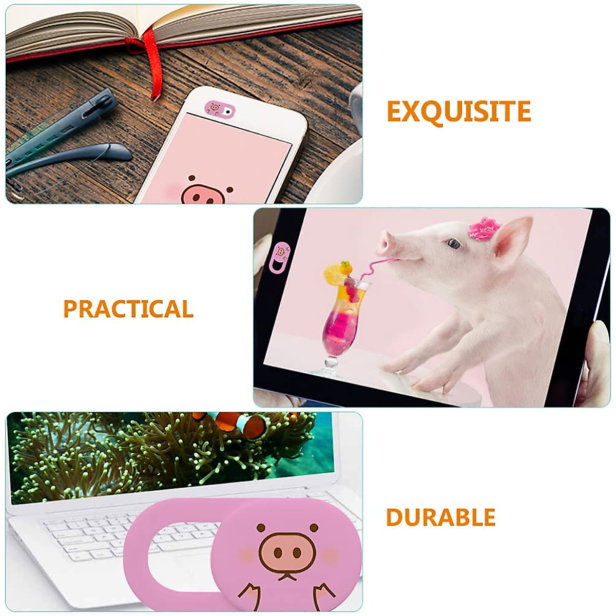 SOLUSTRE 3Pcs Camera Cover Phone Webcam Cover Black Slides Camera Shield Cover Black Webcam Cover Webcam Blocker Computer Webcam Cover Webcam Privacy Cover Computer Tablet abs Flat Lens