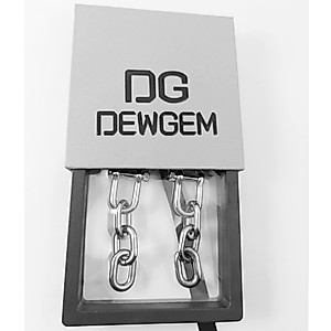 DEWGEM Hoops Dangling Plugs Link Dangle Ear Gauges for Ear Tunnels Stainless Steel Dangling Plugs and Tunnels Ear Stretching Kits Dangle Gauges Ear Plugs for Women Size 6G(Silver & Links)