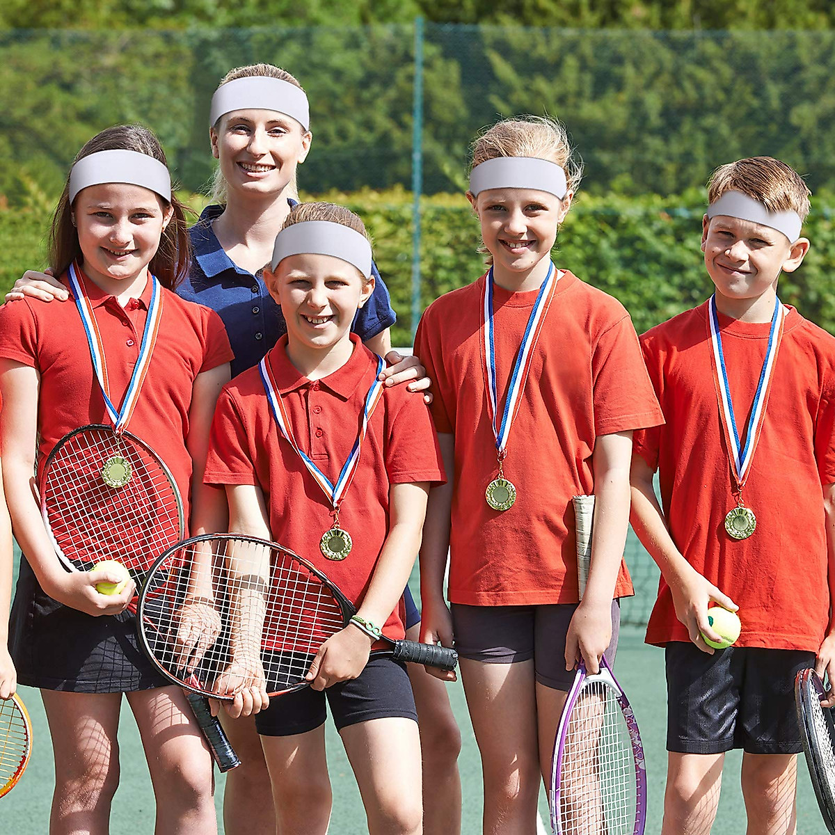 12 Pieces Unisex Dry Head Band for Sports - Basketball, Running, Tennis, Karate, Athletics (White)