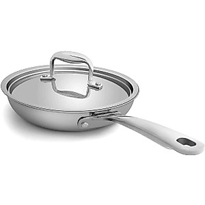 Fortune Candy Fry Pan with Lid, 3-ply Skillet, 18/8 Stainless Steel, Induction Ready, Dishwasher Safe, Silver (10 inches)