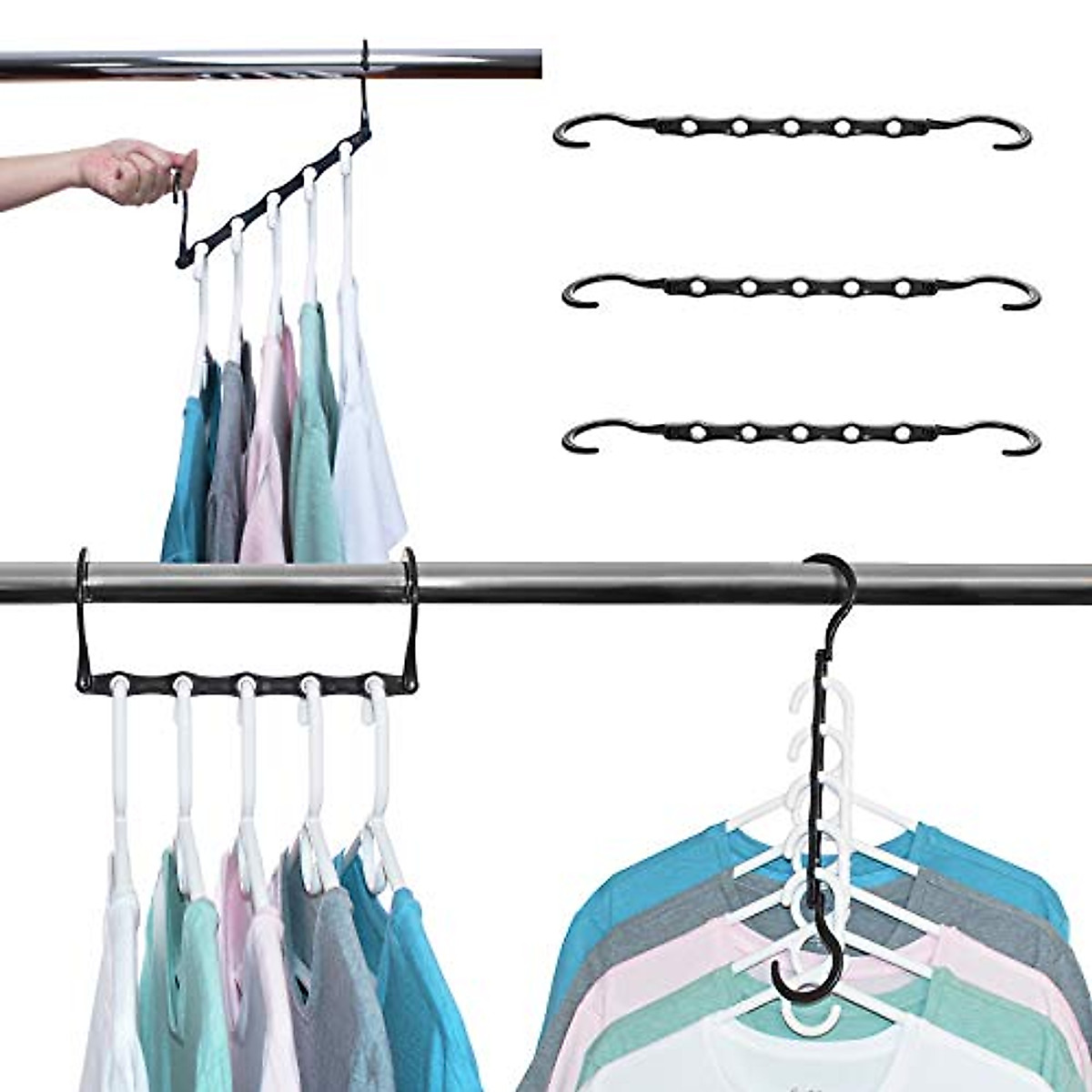 Space Saver Hangers for Smart Closet Organizer (16, Black)