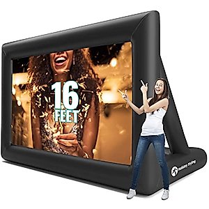 Holiday Styling 16FT Inflatable Outdoor Projector Screen – 200” Blow Up TV & Movie Screen w. Thick, Airtight Material for Portable Front/Rear Projection - Backyard Movie Night, BBQ, Pool Party