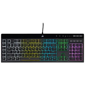 Corsair K55 PRO LITE RGB Wired Membrane Gaming Keyboard (5-Zone Dynamic RGB Backlighting, Six Macro Keys with Stream Deck Integration, IP42 Dust and Spill Resistant, Dedicated Media Keys) Black