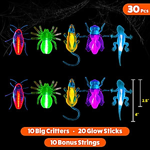 Glow Critters and Halloween Trick or Treat - Glow Sticks Party Favors - Glow in The Dark Party Supplies
