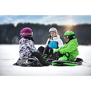 Gizmo Riders 2-Seater Ski Sled with Differential Steering System and Deep Digging Brake - Stratos Mystic Green