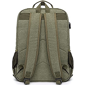 School Backpack Men Women Vintage Canvas Laptop Backpacks 15.6 Inch Rucksack College Bookbags Laptop Bag(Green)