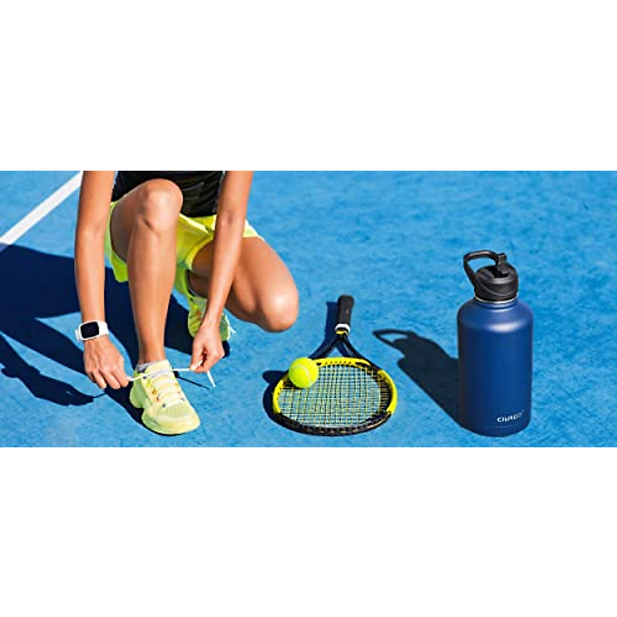 CIVAGO 40 oz Insulated Water Bottle With Straw, Stainless Steel Sports Water Cup Flask with 3 Lids (Straw, Spout and Handle Lid), Double Walled Travel Thermal Canteen Mug, Midnight Black