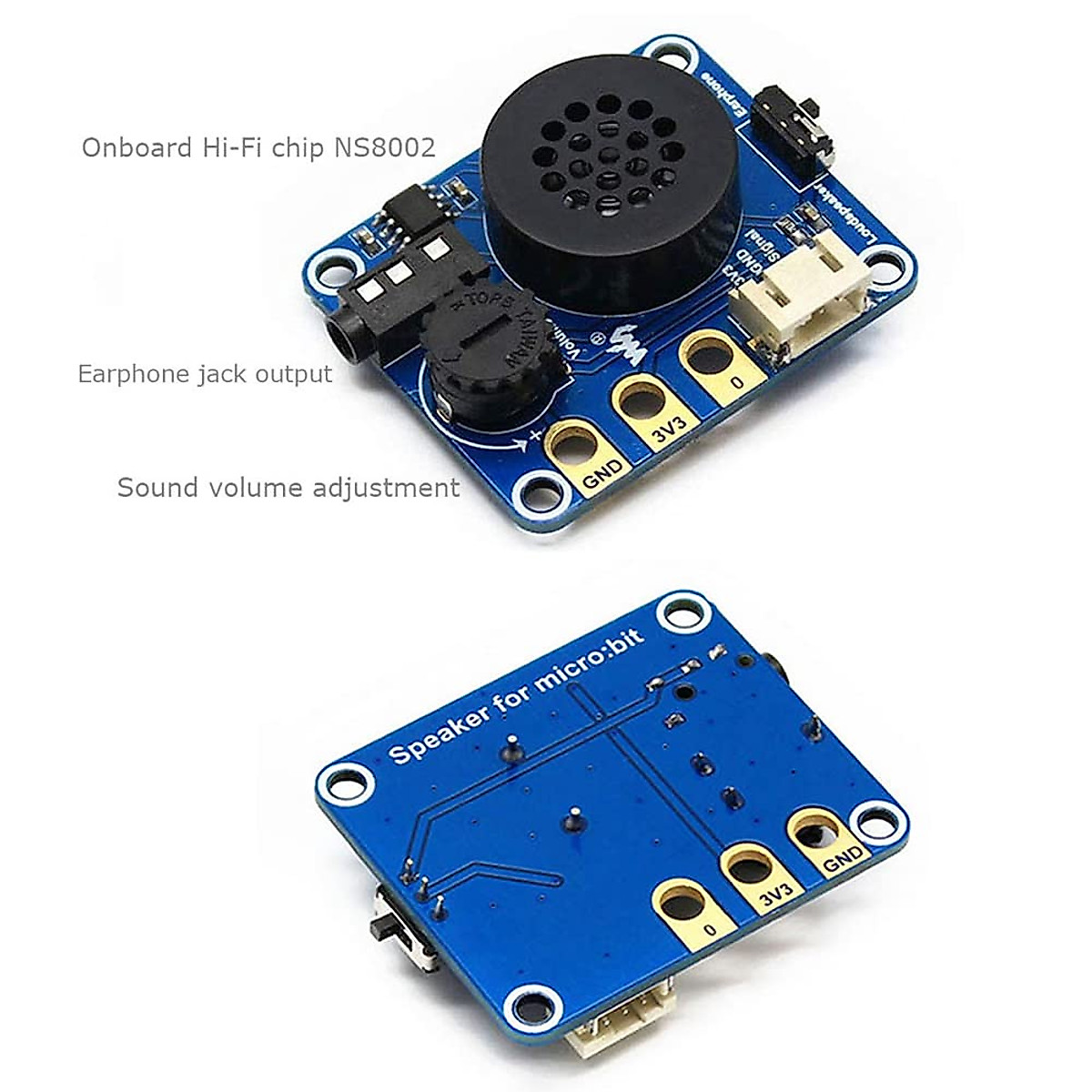 Stemedu for Microbit Speaker Expansion Module - Volume Adjustment - Onboard Hi-Fi chip with Earphone Jack - Makes Your Micro:bit Become a Music Player