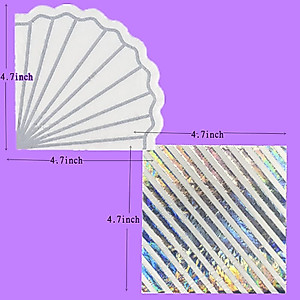 104 Pieces Mermaid Party Tableware Supplies Kit,32 Mermaid Clam Shell Plates,40 Holographic Napkins,32 Pink Forks,Disposable Mermaid Paper Plates Napkins Forks for Birthday Wedding Party (104)
