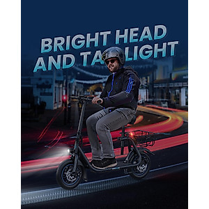 Gyroor Electric Scooter with Seat, 450W Powerful Motor up to 20 Miles Range, Foldable Scooter for Adult Max Speed 15.5Mph, Commuter Electric Scooter with Basket