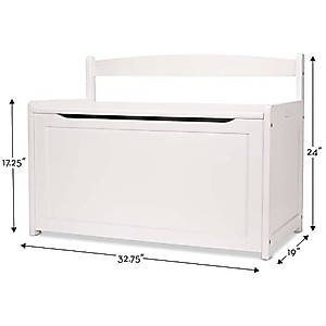 Melissa & Doug Wooden Toy Chest - White Furniture for Playroom - Kids Toy Box, Wooden Storage Organizer, Children's Furniture