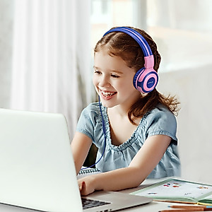 SIMOLIO 2 Pack Headphones for Kids with Mic, 75dB/85dB/94dB Safe Volume Limit, Wired School Headphones for Girls Boys Children Tablet Laptop Travel with Audio Share Function (Mint,Pink)