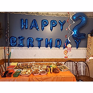 Blue 2 Balloons,40 Inch Birthday Foil Balloon Party Decorations Supplies Helium Mylar Digital Balloons (Blue Number 2)
