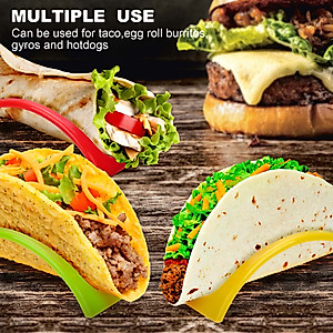 PAGOW 21pcs Taco Holder Stands, Hard Plastic Taco Shell Rack, Non Toxic BPA Free Taco Stand for Tortillas Burritos ( 3 Color: Red, Yellow, Green )