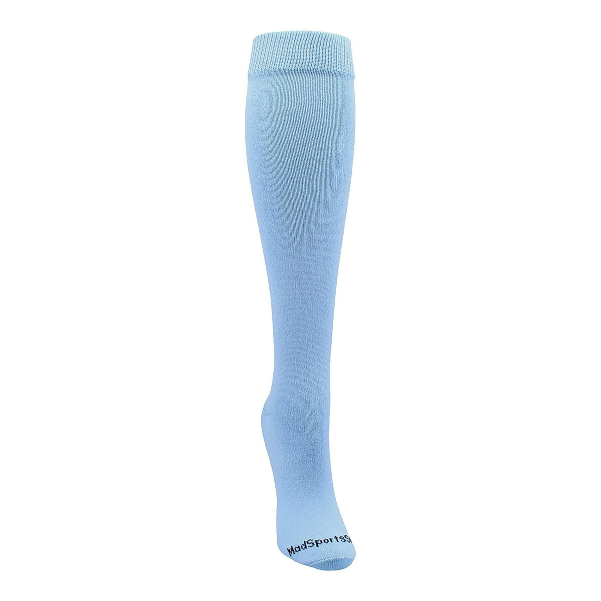 MadSportsStuff Softball Socks with Stitches Over the Calf (Columbia Blue/Navy, Small)
