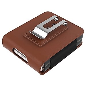 NKase Holster Case for Samsung Galaxy Z Flip 5,Z Flip 4,Z Flip 3,Motorola Razr 2024 Case,Samsung Z Flip 5 Case Belt Clip Holster,Motorola Razr 2023 Case,Motorola Razr Plus Leather Pouch, Brown