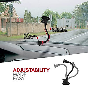 Macally Windshield Phone Mount for Car Magnetic - Suction Cup Window Mount Phone Holder with 12" Long Gooseneck Arm & Super Strong Magnet Mount for Cell Phone, iPhone, Smartphone