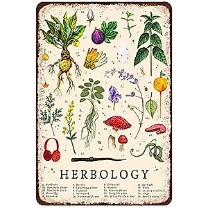 Rustic Retro Metal Tin Sign Herbology Poster Plant Magic Home Decor Wall Art Vintage Retro Metal Tin Sign Kitchen Home Parlor Wall Plaque Poster 8 x 12 Inch
