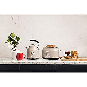 Haden DORSET, Stainless Steel Retro Toaster with Adjustable Browning Control and Cancel, Defrost and Reheat Settings (Putty, 2 Slice)