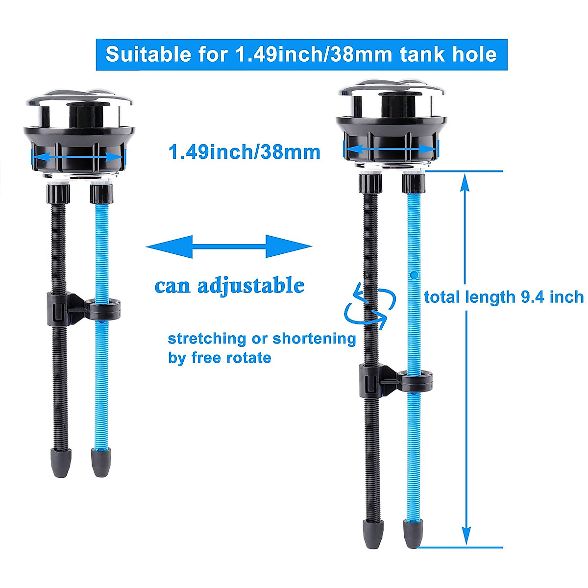 Toilet Tank Button Dual Push Flushing Toilet Button Replacement Toilet Flush Button with Thread 38mm / 1.49Inch Round (Pack of 2)