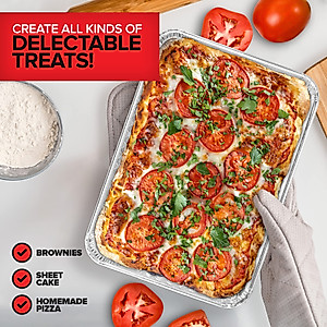 Stock Your Home Disposable Cookie Sheets for Baking (30-Pack) Aluminum Trays, Foil Pans, Shallow Sheet Pan for Cooking Thin Crust Pizza, Brownie Tins, Oven Liners