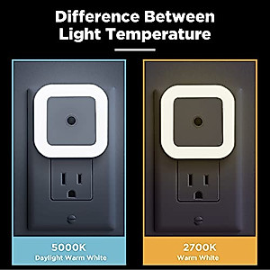 SYCEES LED Night Lights Plug into Wall, Dusk to Dawn Sensor, Compact Size, Energy Efficient, Long-Life, Nightlights for Hallway, Stairs, Kitchen, Bathroom, Bedroom, Nursery, Daylight White, 6-Pack